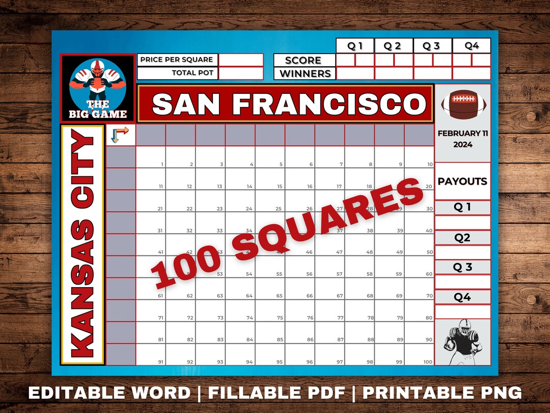Football Squares, 100 Squares, the Big Game, Super Squares 2024 ...