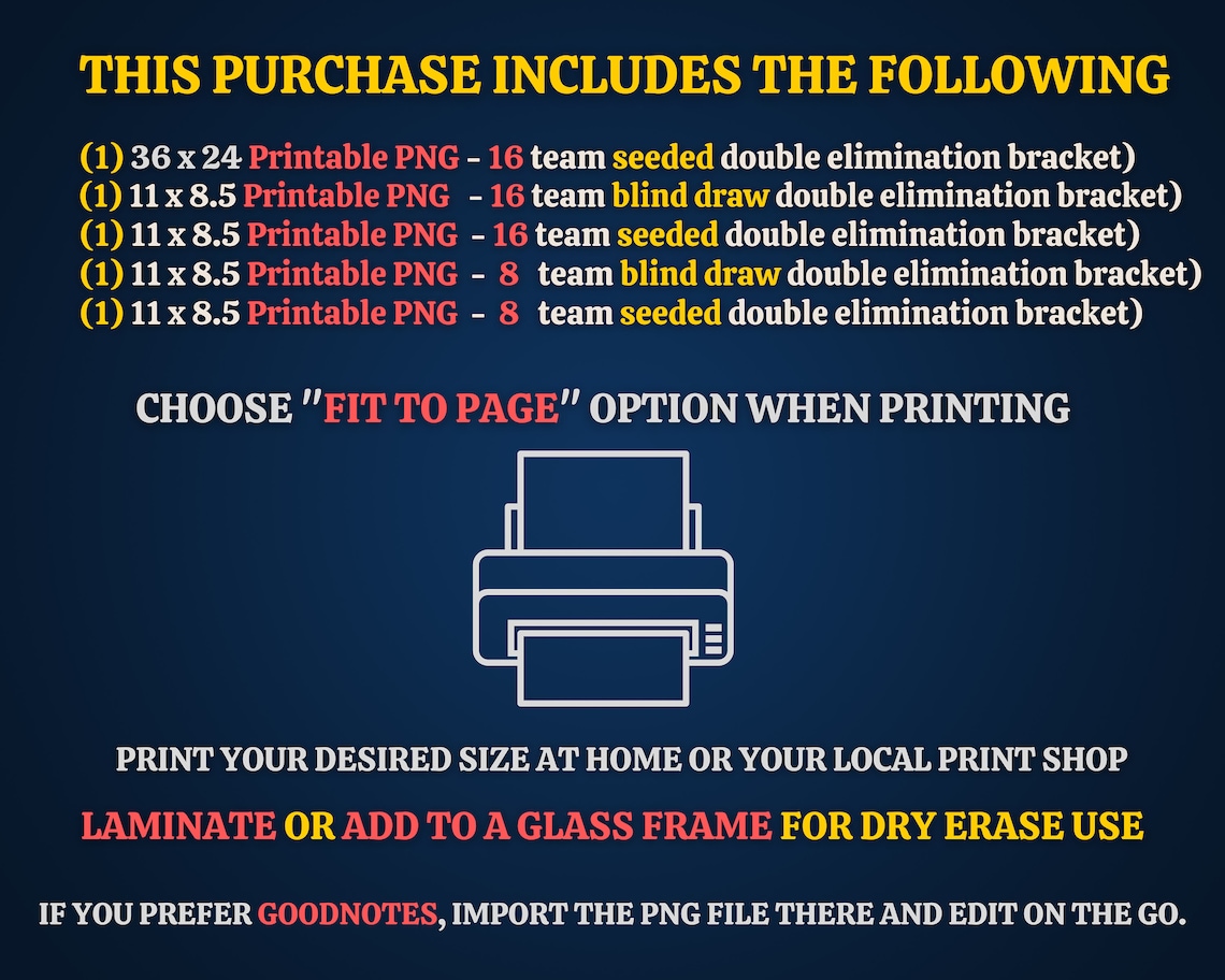 8, 16 Double Elimination Brackets, Printable Cornhole Brackets, Seeded ...