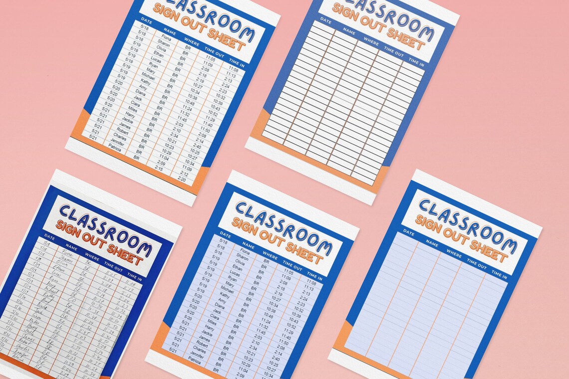 Classroom Sign Out Sheet Printable Classroom Check Out - Etsy