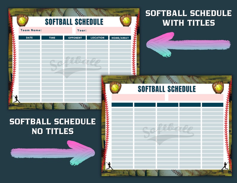 Softball Schedule Template, Editable Template, Printable Practice ...
