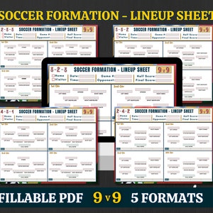 9v9 Soccer Formation Lineup Sheet Editable PDF Soccer - Etsy