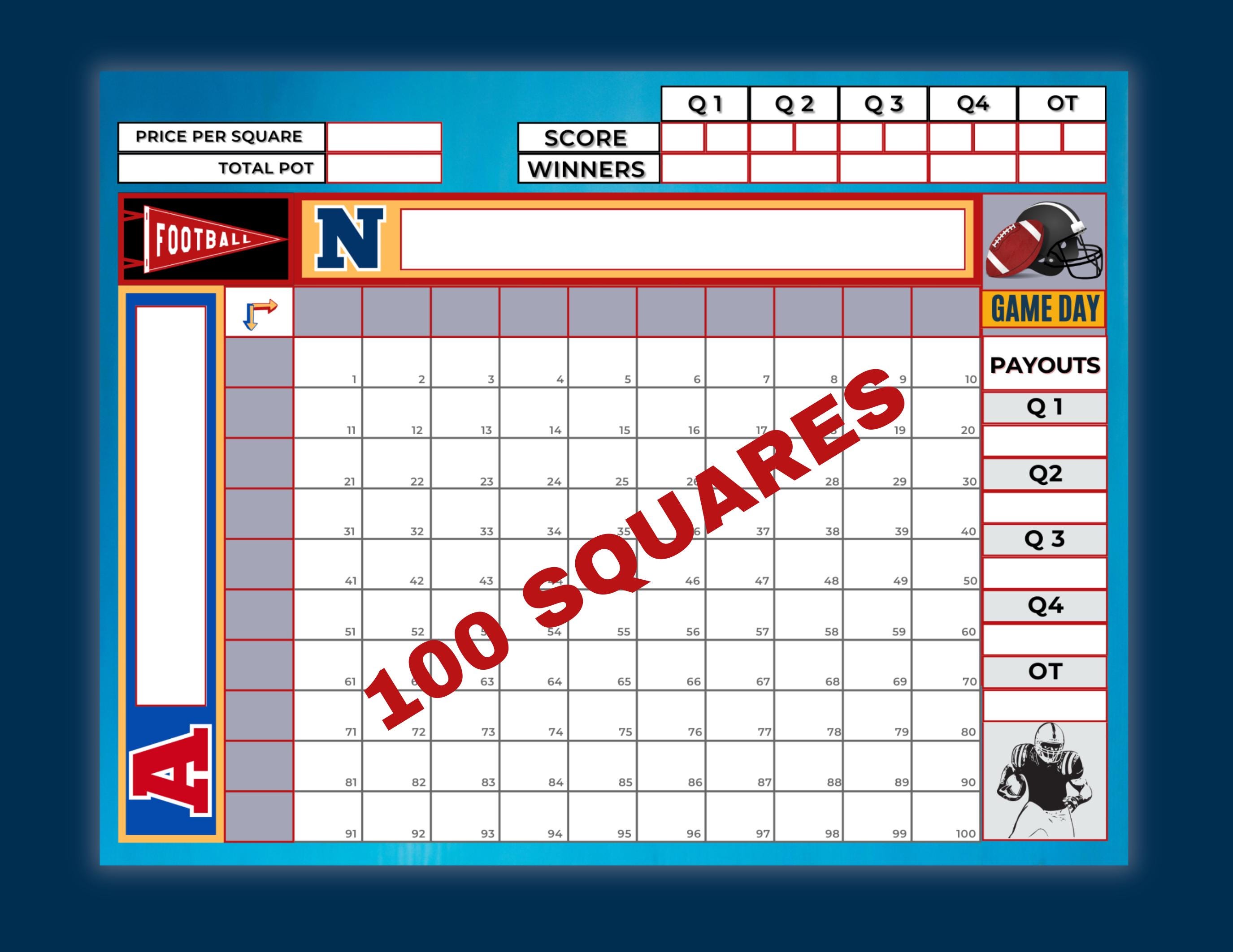 Football Squares, 100 Squares, the Big Game, Super Squares 2025 ...