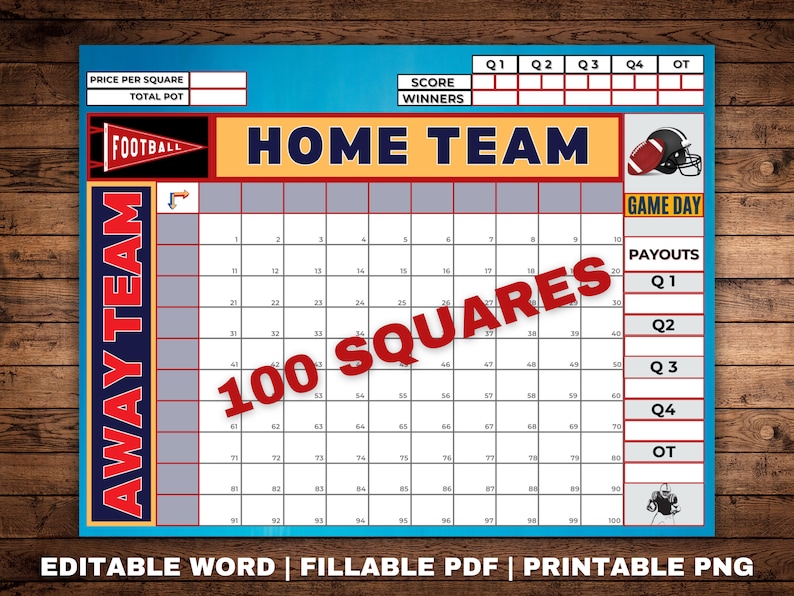Football Squares, 100 Squares, the Big Game, Super Squares 2025 ...
