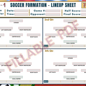 7v7 Soccer Formation Lineup Sheet, Editable PDF, Soccer Training ...