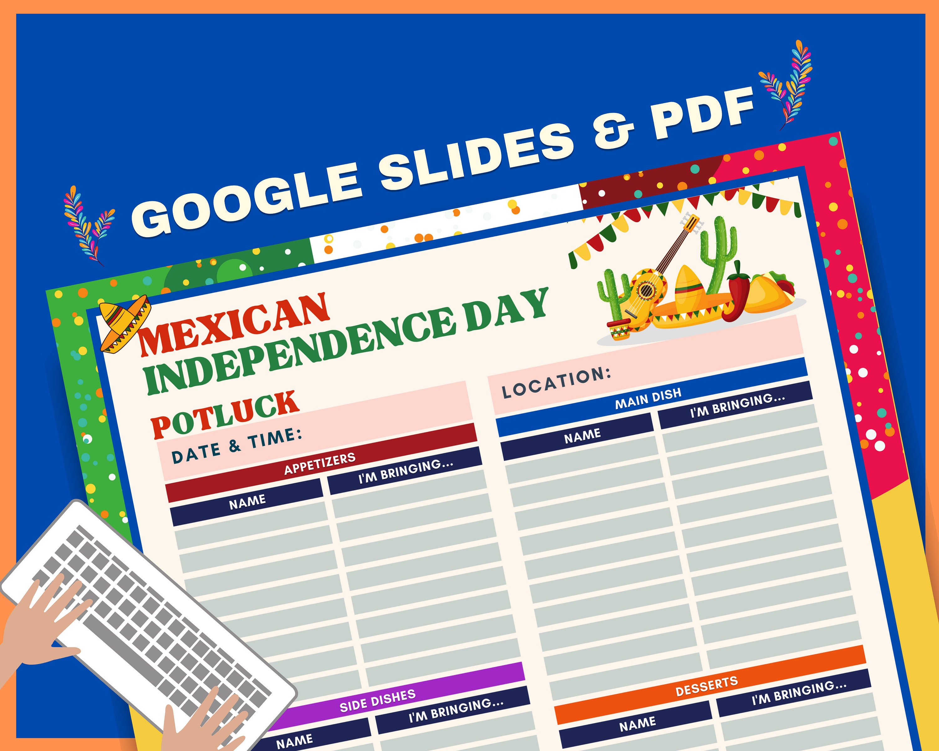 Mexican Independence Day Potluck Signup Sheet, Google Slides, El Grito ...