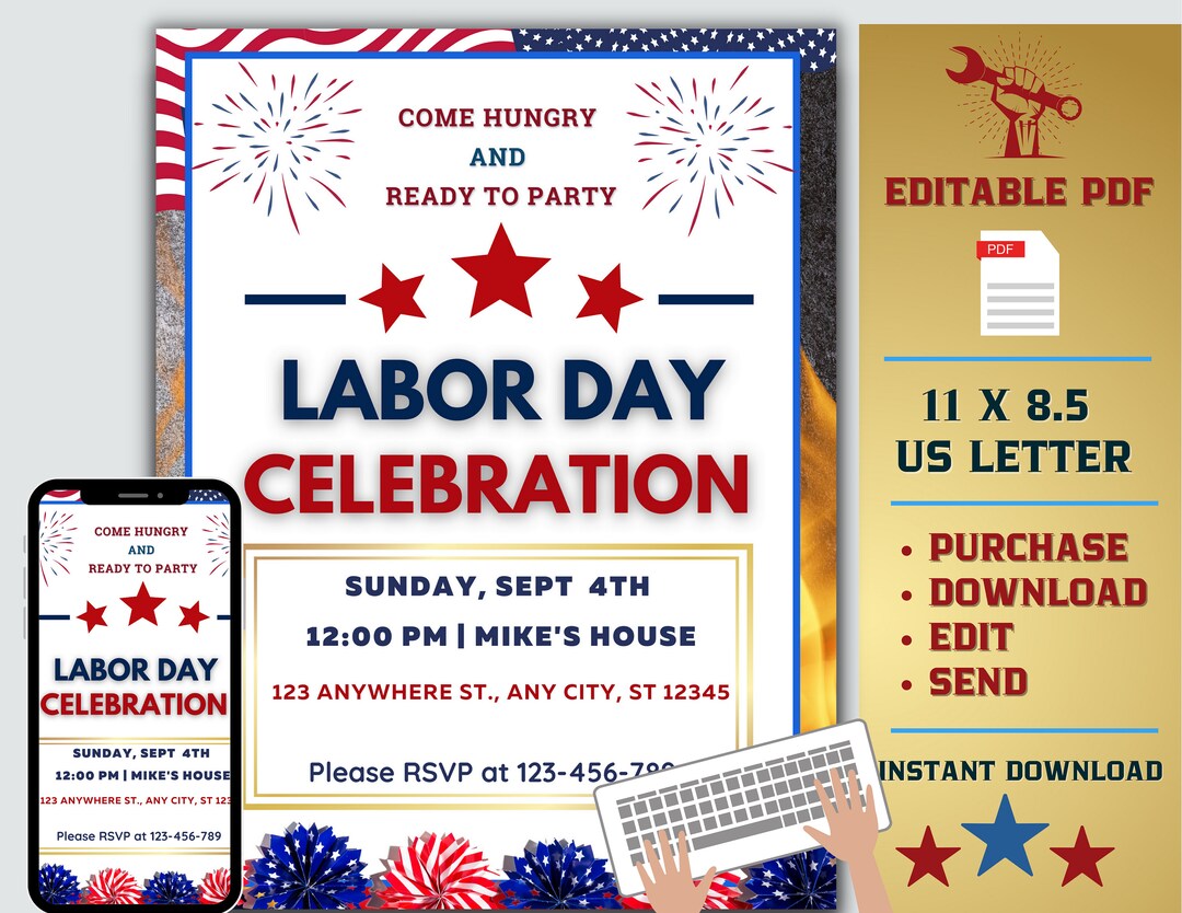 Labor Day Celebration, Editable Labor Day Invite, Instant Download ...