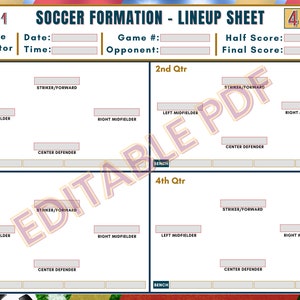 4v4 Soccer Formation Lineup Sheet, Soccer Coach Planner, Youth Soccer ...