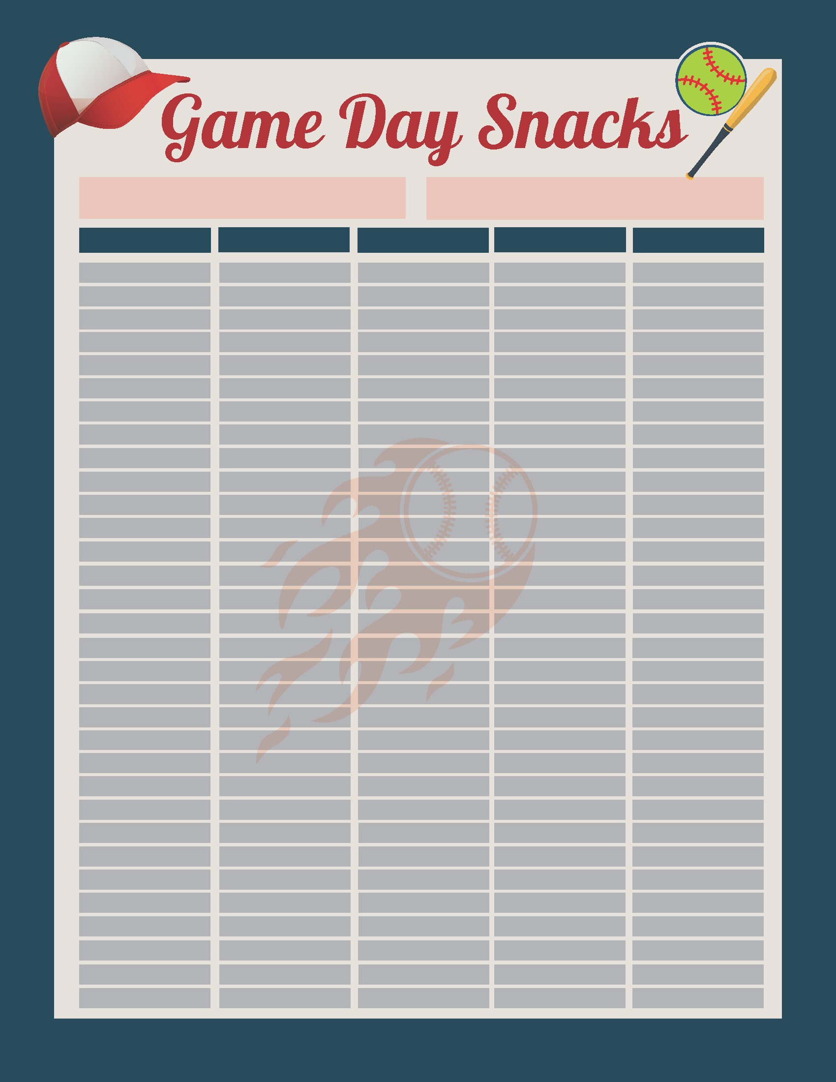 Editable Game Day Snacks Baseball & Softball Snack Template - Etsy