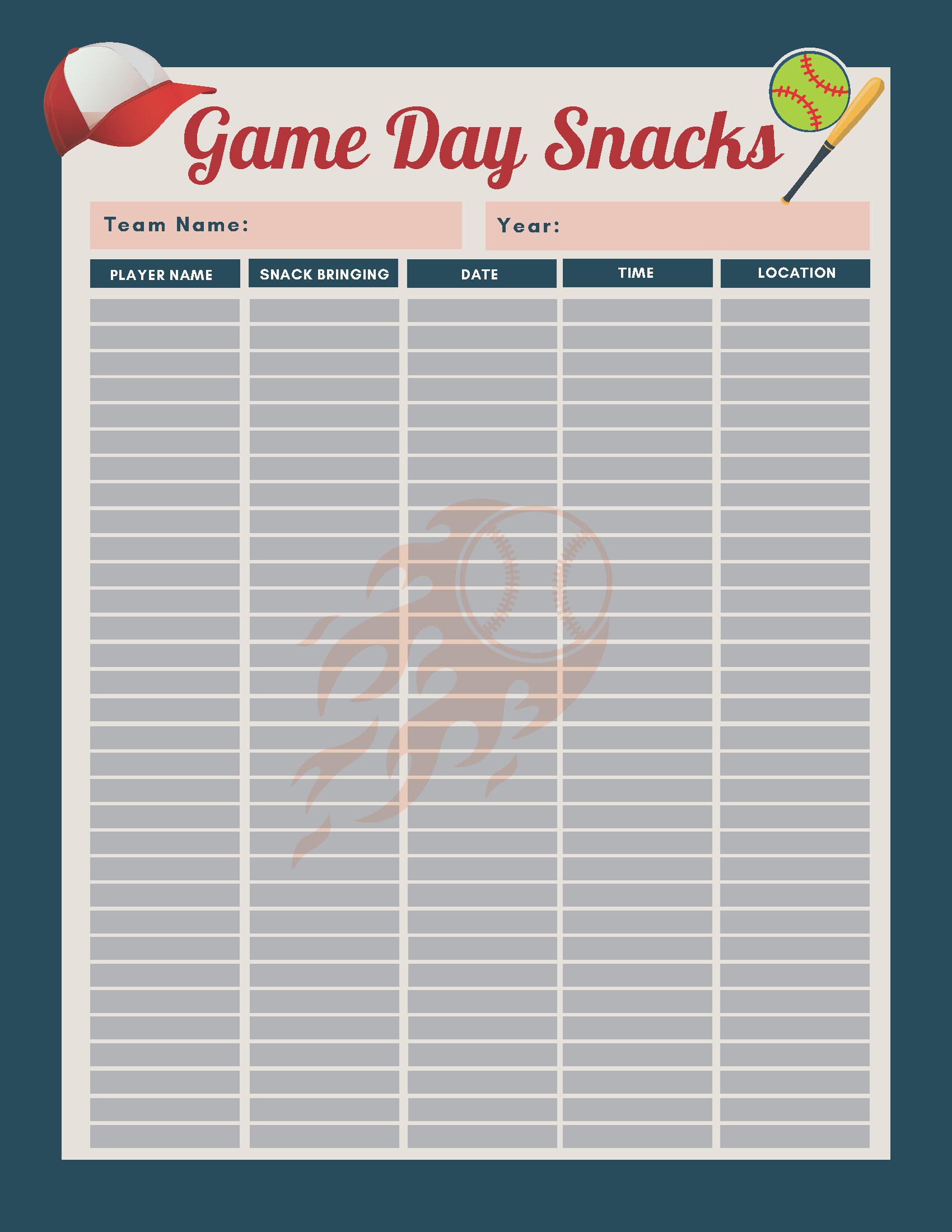 Editable Game Day Snacks Baseball & Softball Snack Template - Etsy
