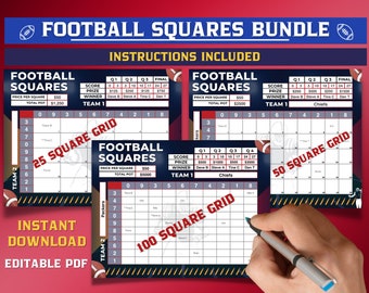 50 Football Squares - Etsy