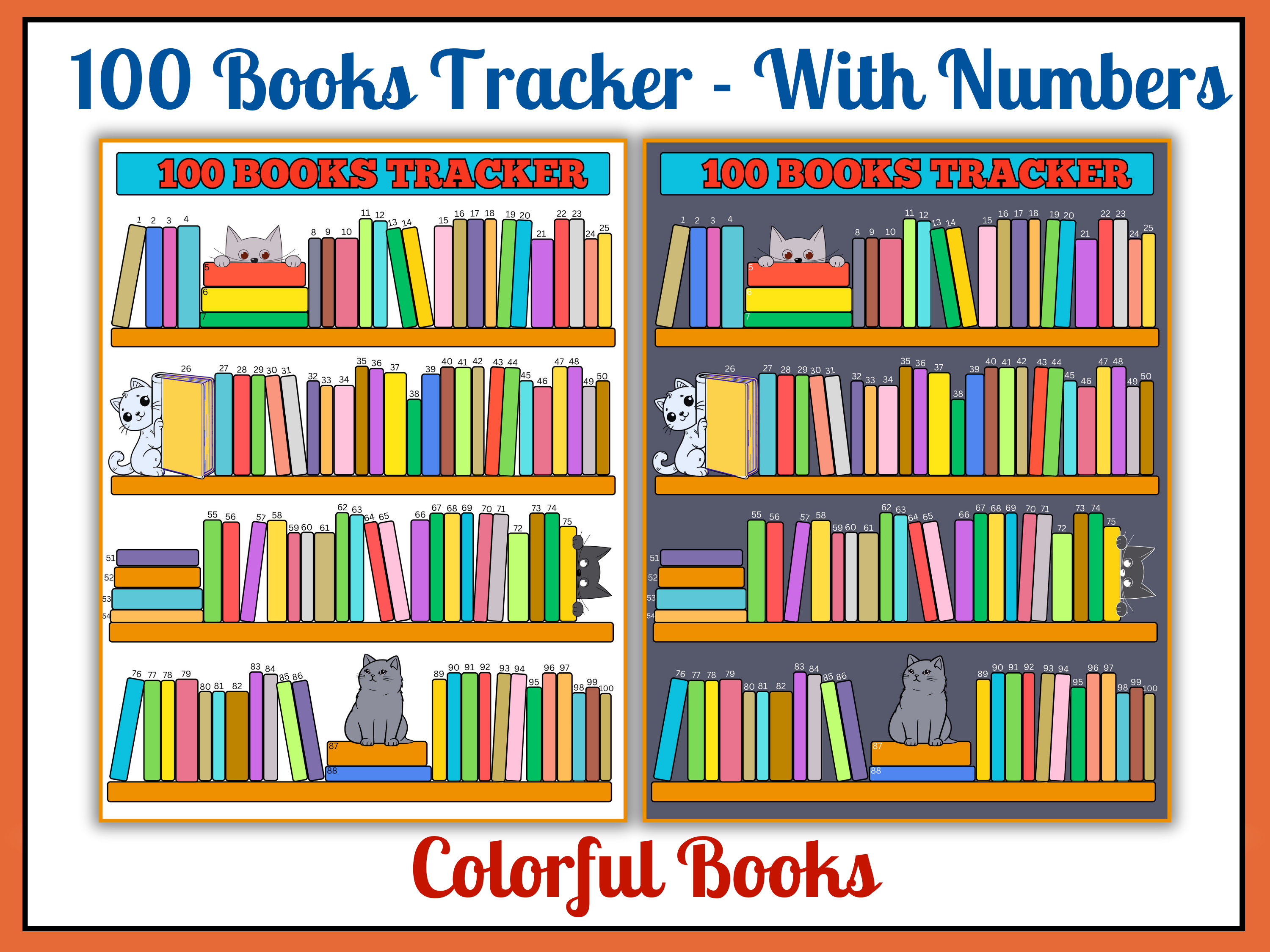 Printable Book Tracker, 100 Books, 4 in 1 Book Tracker, 2 Blank & 2 Pre ...