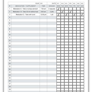 Medication Schedule Printable, Editable PDF, Goodnotes Template ...