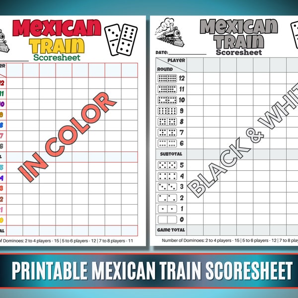 Mexican Train Score Sheet - Etsy