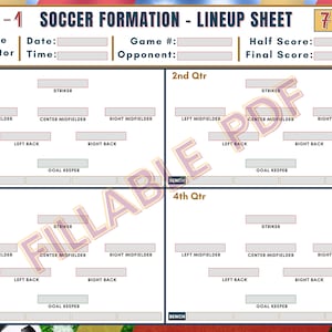 7v7 Soccer Formation Lineup Sheet, Editable PDF, Soccer Training ...