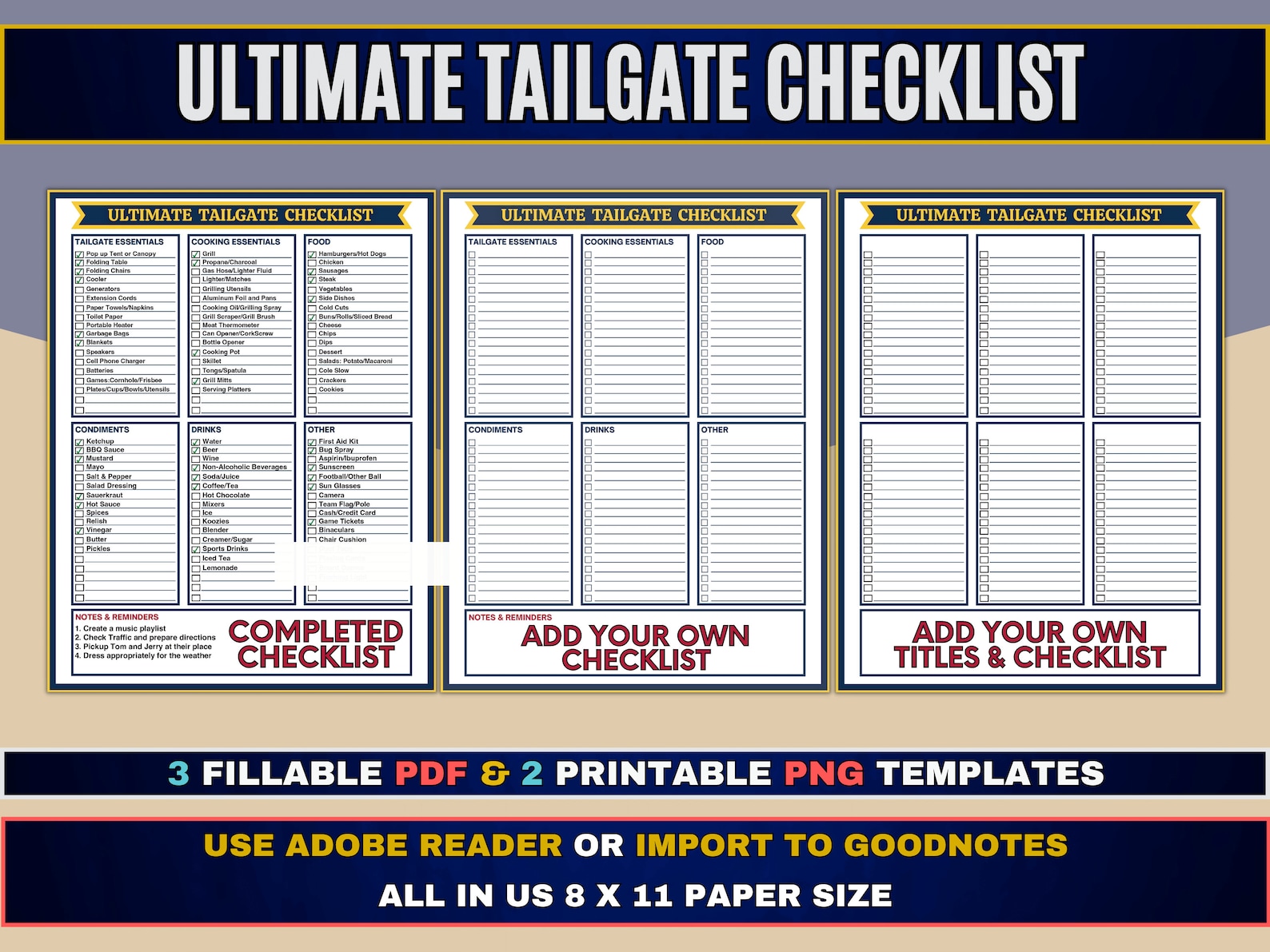 Ultimate Tailgate Checklist Printable, Football Tailgate Checklist ...