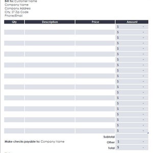Editable Invoice Template, Google Sheets Invoice, Excel Invoice, PDF ...