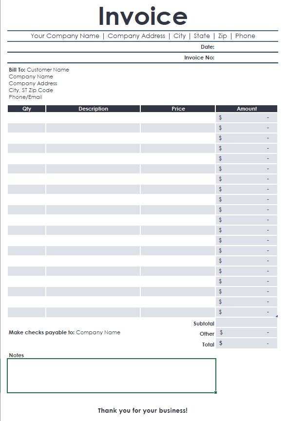 Editable Invoice Template, Google Sheets Invoice, Excel Invoice, PDF ...