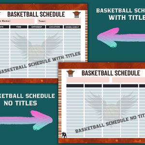 Editable Basketball Game Schedule Template, Printable Basketball ...