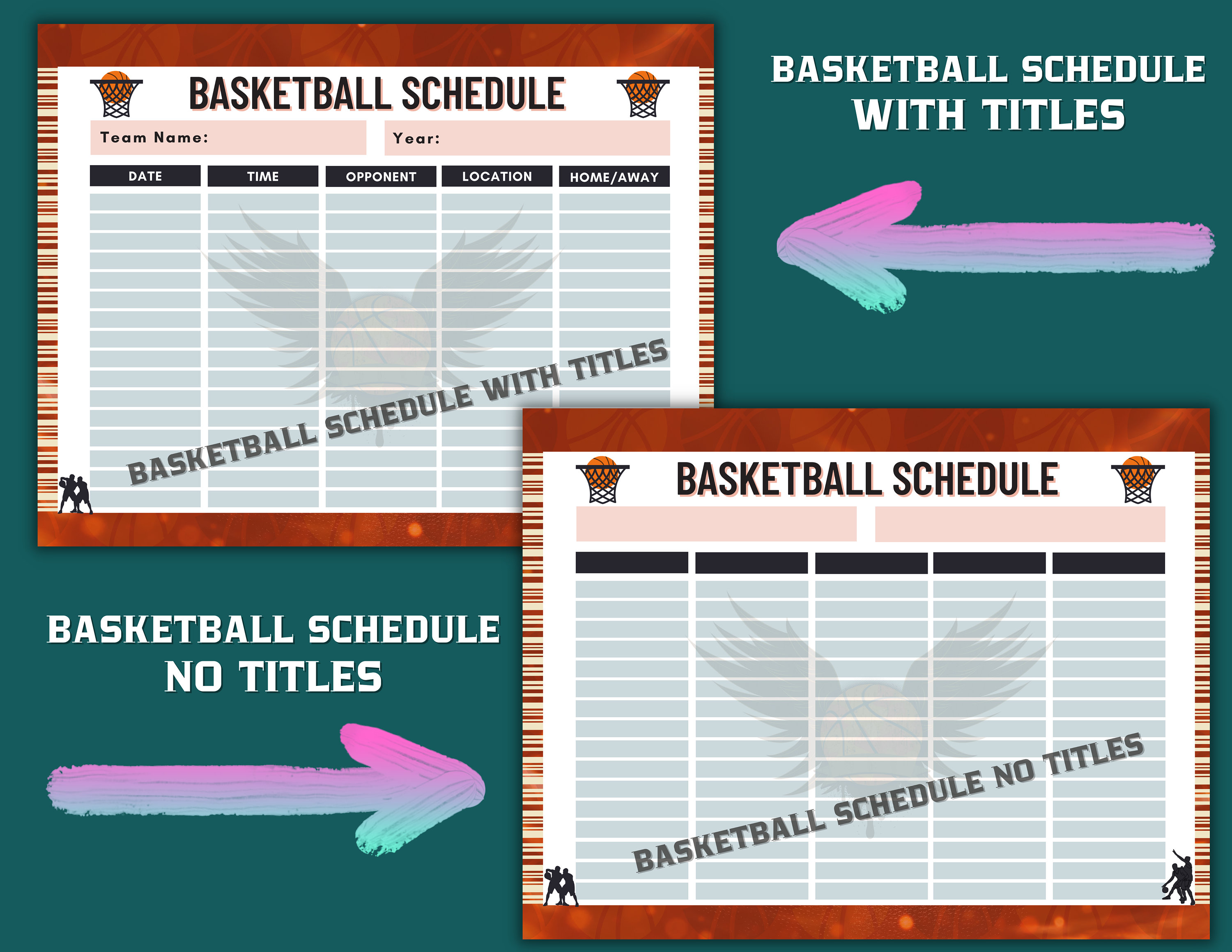Editable Basketball Game Schedule Template, Printable Basketball ...