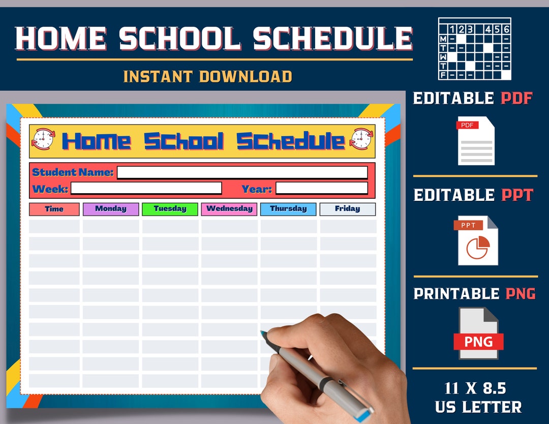 Homeschool Weekly Schedule, Colorful Schedule, Homeschool Planner ...