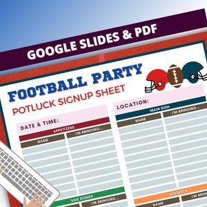 Football Party Printable, Potluck Sign up Sheet, Google Slides ...