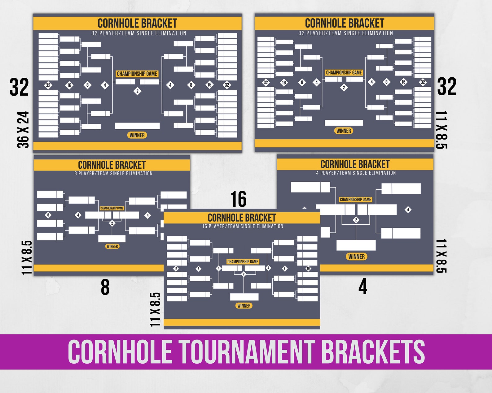 Printable Cornhole Tournament Brackets Available in 32 16 - Etsy