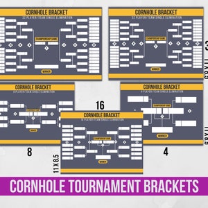 4, 8, 16, 32 Single Elimination Brackets, Printable Cornhole Tournament ...