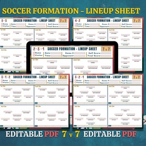 7v7 Soccer Formation Lineup Sheet Editable PDF Soccer - Etsy