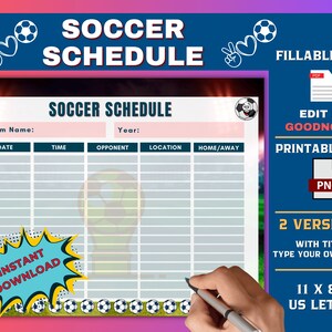 Soccer Schedule Template, Printable and Fillable Soccer Practice ...