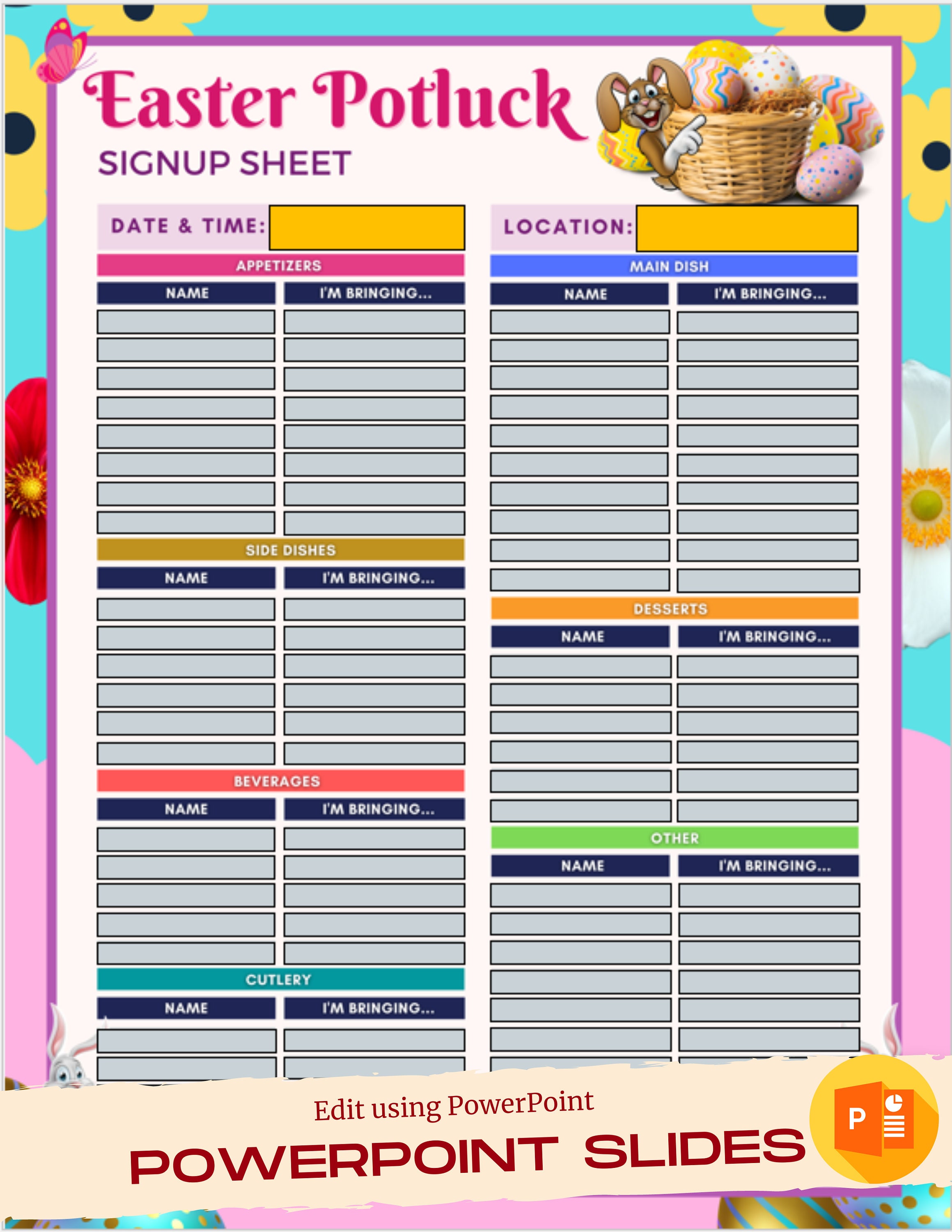 Easter Potluck Sign up Sheet Google Slides Editable - Etsy Canada