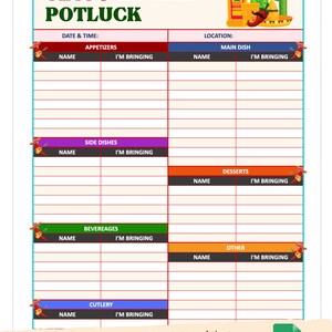 Cinco De Mayo Potluck Potluck Sign up Sheet, Realtime Editing With ...