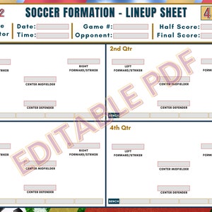 4v4 Soccer Formation Lineup Sheet, Soccer Coach Planner, Youth Soccer ...