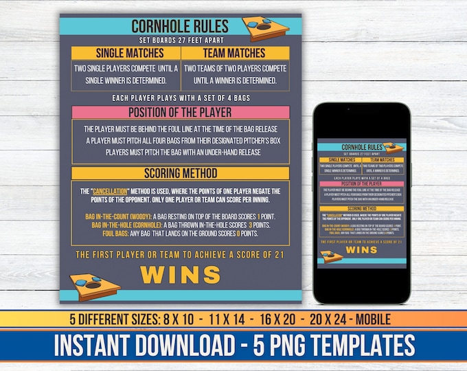 Cornhole Rules Tin Sign - 8x12 Inch - Etsy