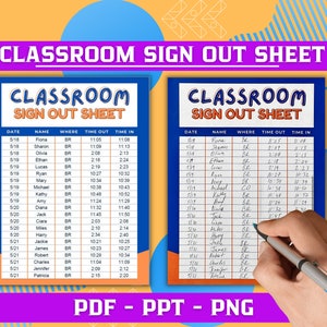 Classroom Sign Out Sheet Printable, Classroom Check Out, Classroom ...