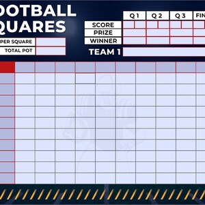 Football Squares, 100 Squares, Editable PDF Template, Printable PNG ...