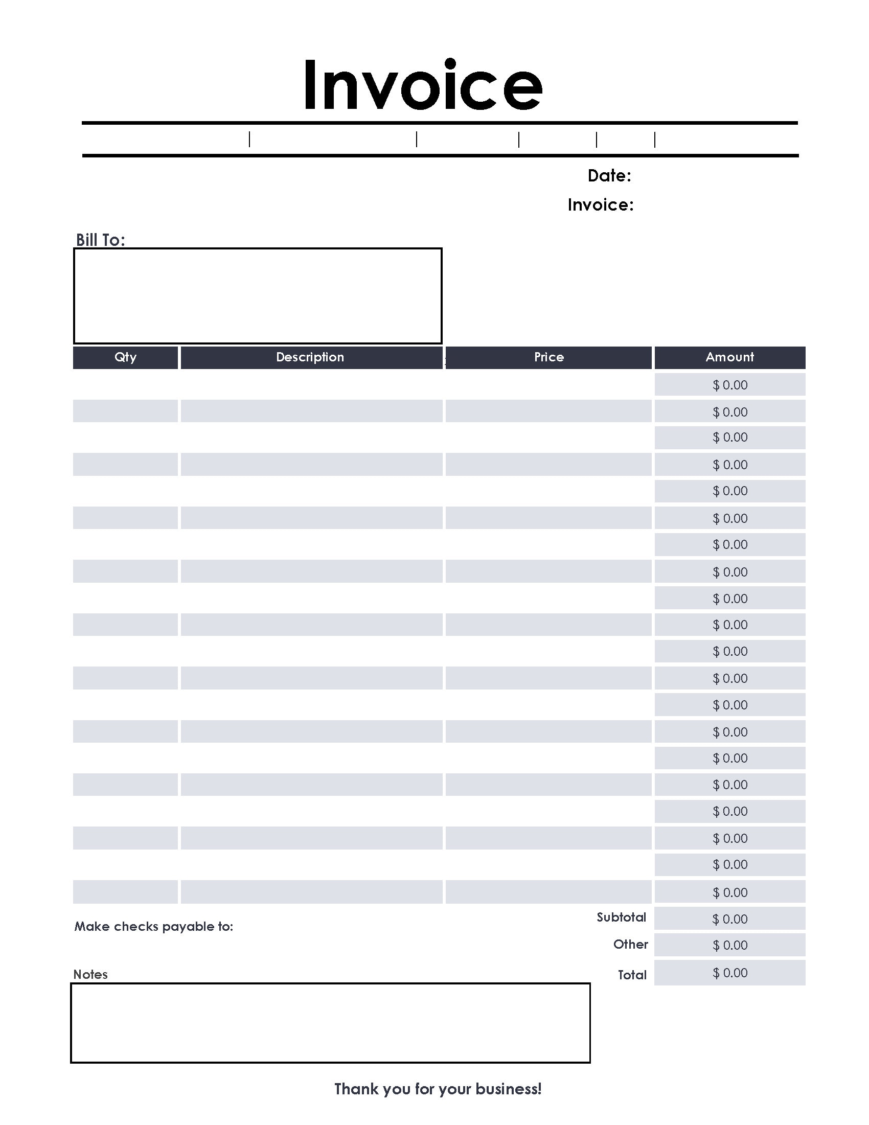 Editable Invoice Template, Google Sheets Invoice, Excel Invoice, PDF ...