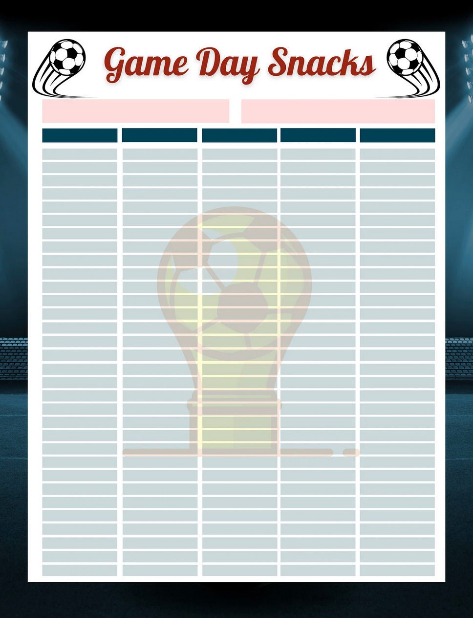 Game Day Snacks, Soccer Snack Template, Editable Template, Printable ...