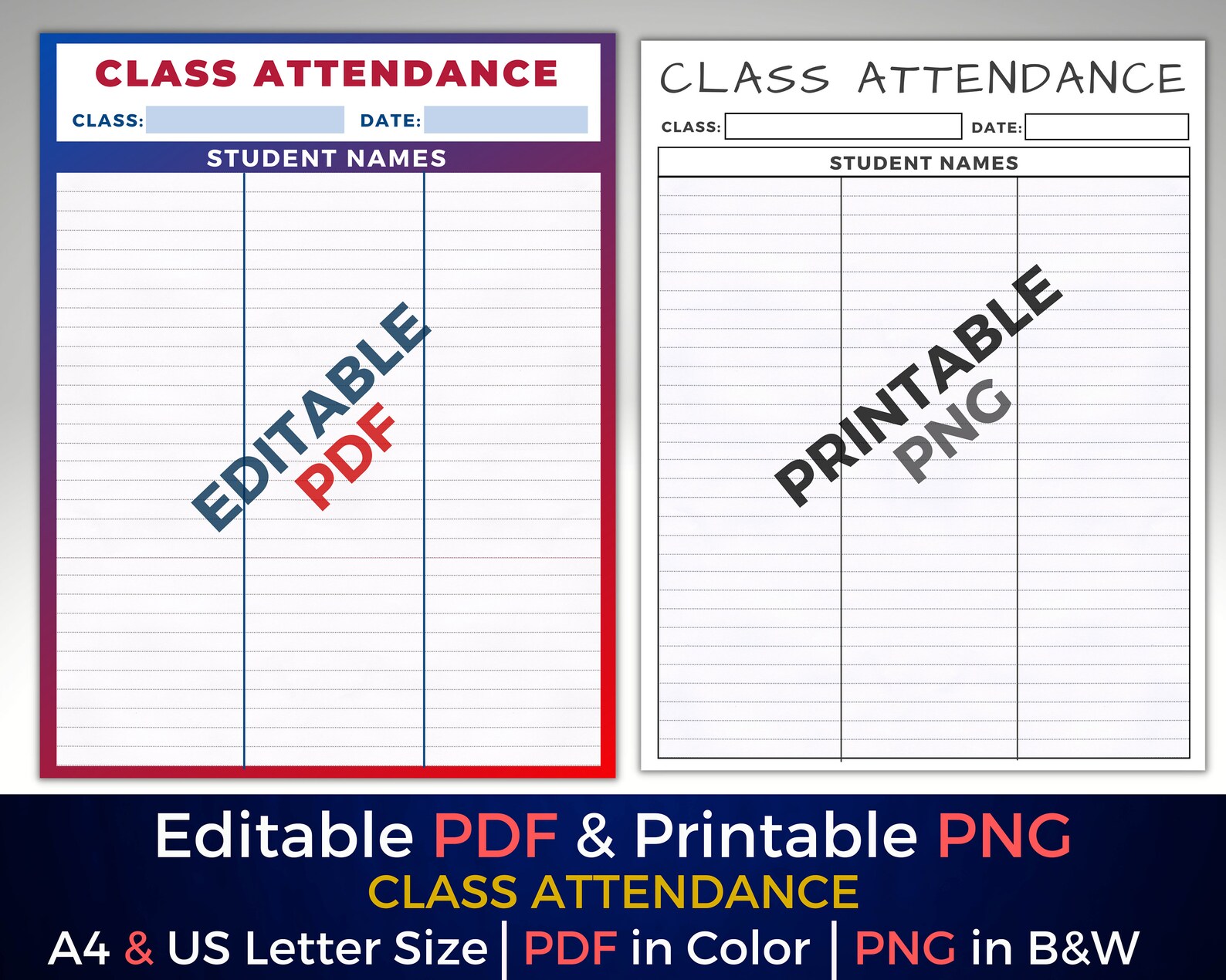 Editable Class Attendance, Attendance Sheet Printable, Attendance ...
