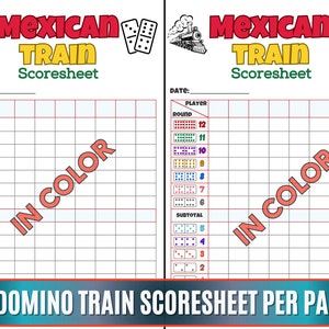 Mexican Train Domino in Color and Black & White, Mexican Train Score ...