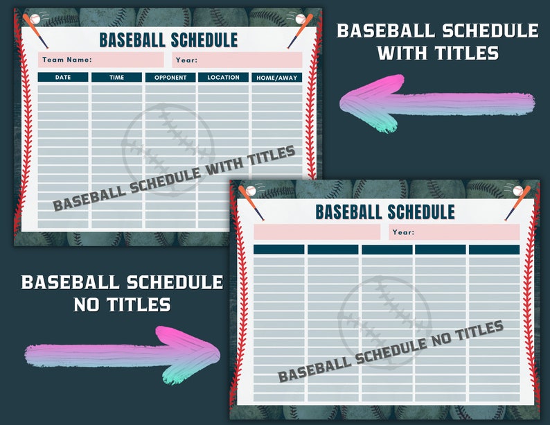 Editable Baseball Schedule Template, Baseball Printable, Printable ...