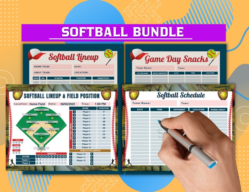 Softball Bundle Printable Softball Schedule Template Field - Etsy