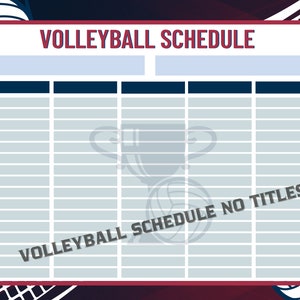 Volleyball Schedule Template, Printable Practice Schedule, Editable ...
