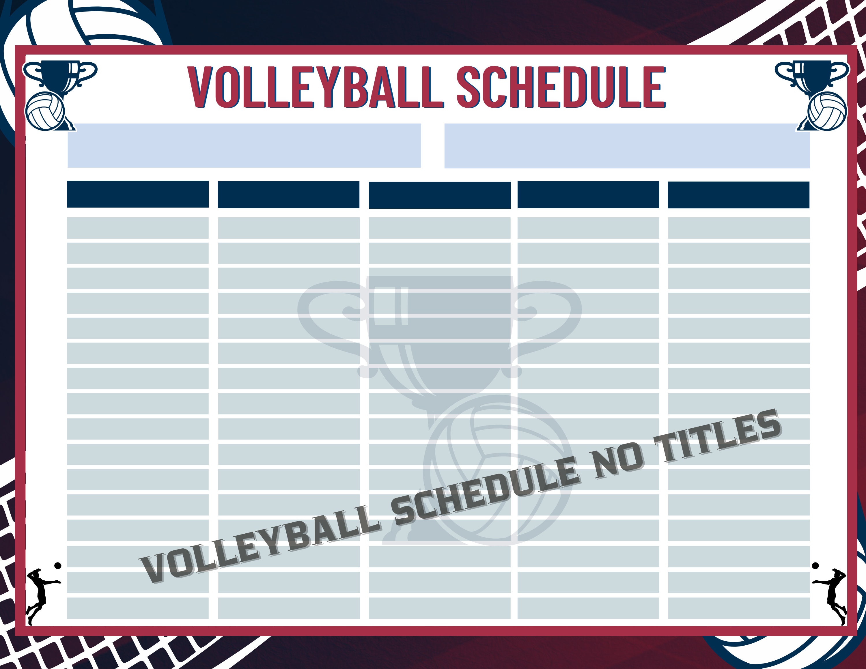 Volleyball Schedule Template, Printable Practice Schedule, Editable ...