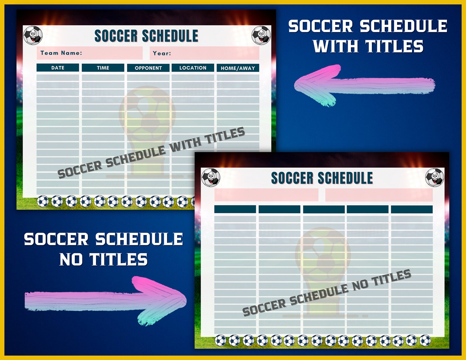 Soccer Schedule Template Printable and Fillable Soccer - Etsy Canada