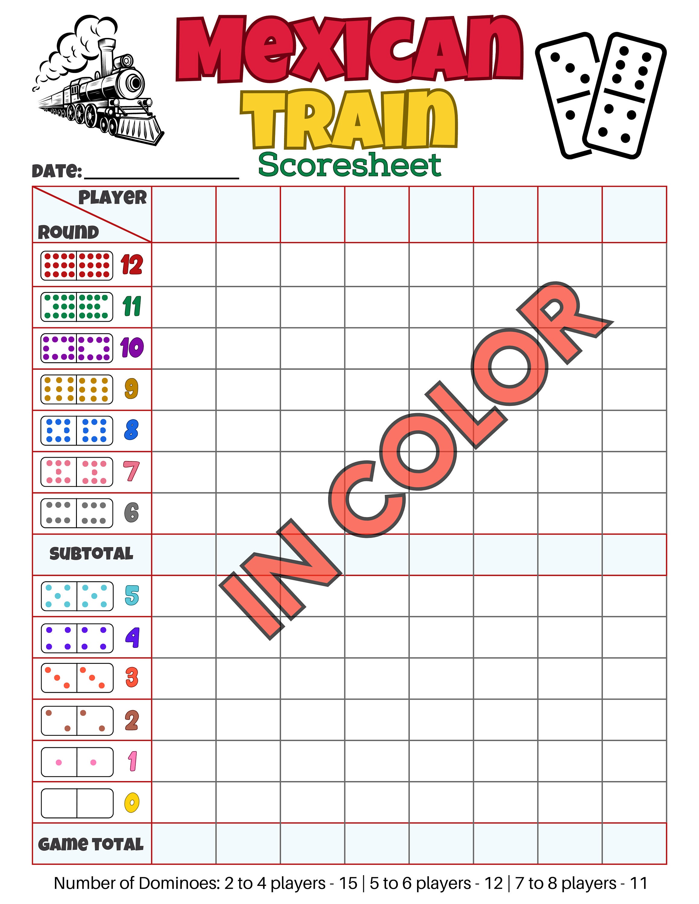 Mexican Train Domino in Color and Black & White Mexican Train - Etsy
