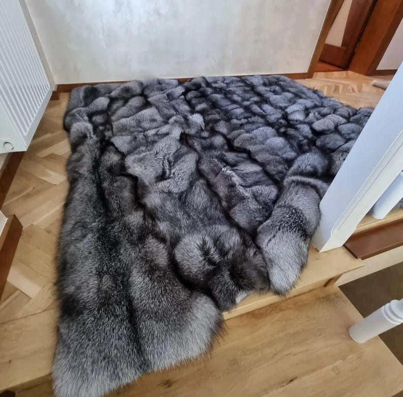 Echte Blue Frost Fuchs Decke, Luxus Wohnzimmer, Echtpelz Decke, Fuchs Pelz Decke werfen ...