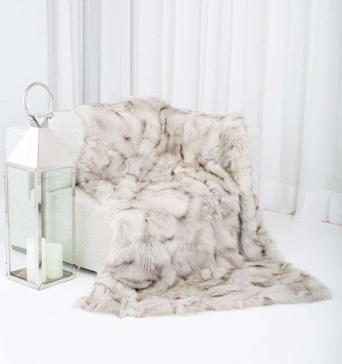 Real Fox Throw, Luxury Living Room, Genuine Fur Blanket, Fox Fur ...