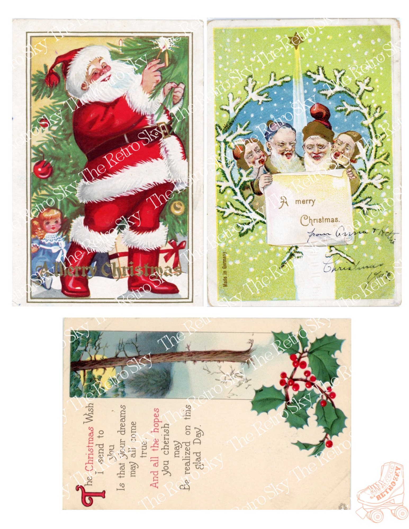 Jolly Authentic Digital Vintage Christmas Postcards Digital - Etsy
