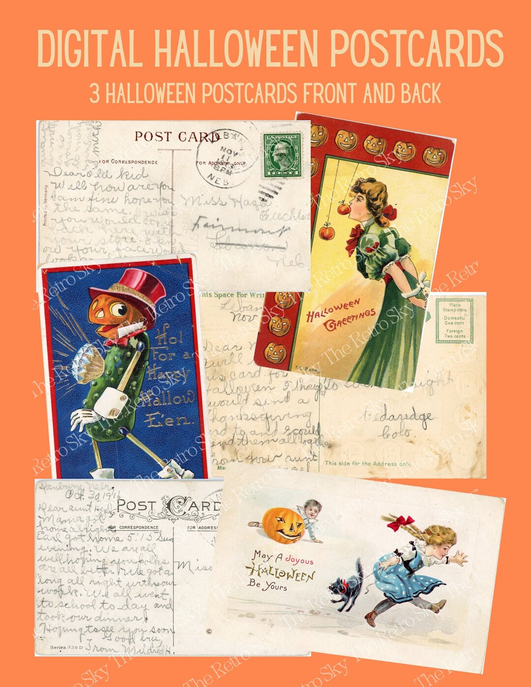 Spooktacular Digital Authentic Vintage Halloween Postcards- Digital ...