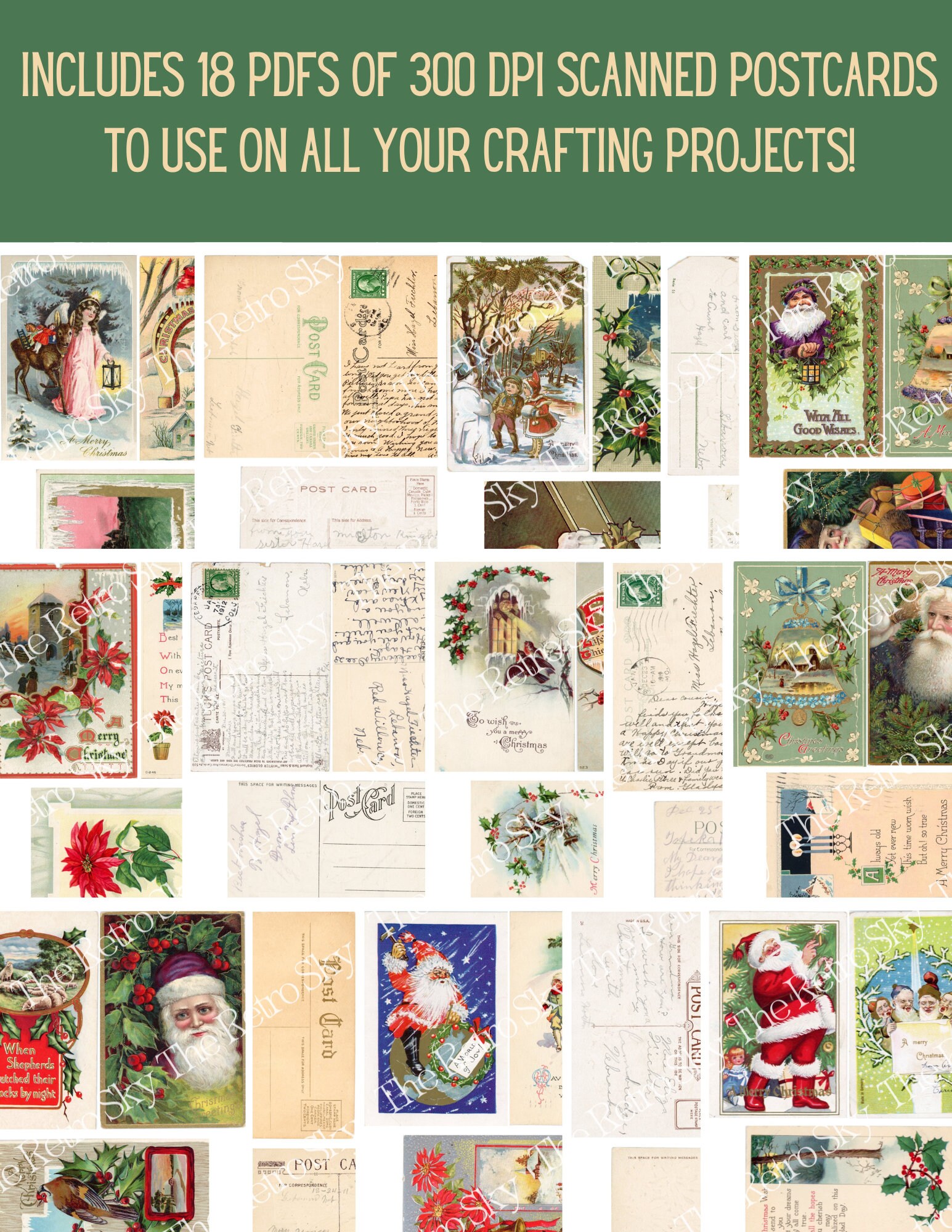 Jolly Authentic Digital Vintage Christmas Postcards- Digital Download ...